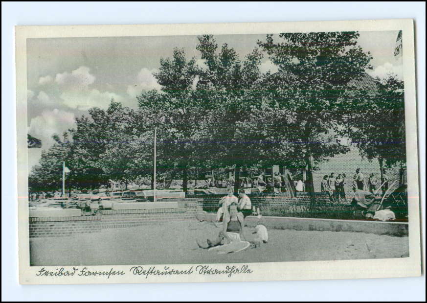 U7320/ Hamburg Farmsen Freibad Badeanstalt Restaurant Strandhalle AK ca ...