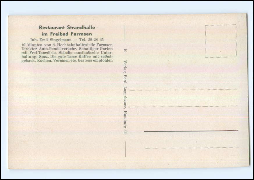U7320/ Hamburg Farmsen Freibad Badeanstalt Restaurant Strandhalle AK ca ...
