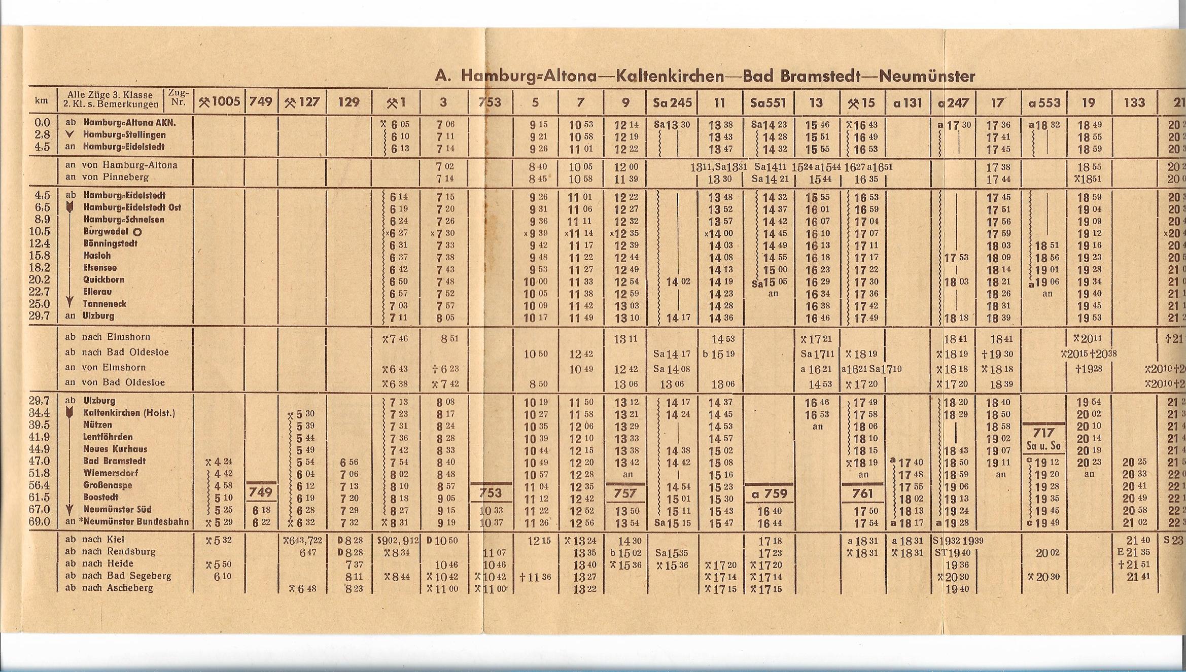 C5406/ Triebwagen-Reisezug-Fahrplan der AKN 1952 Eisenbahn · Martin ...